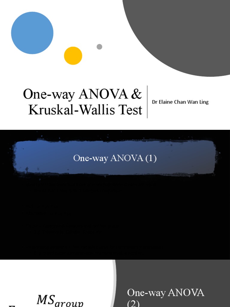One-Way ANOVA & Kruskal-Wallis Test: DR Elaine Chan Wan Ling | Download ...