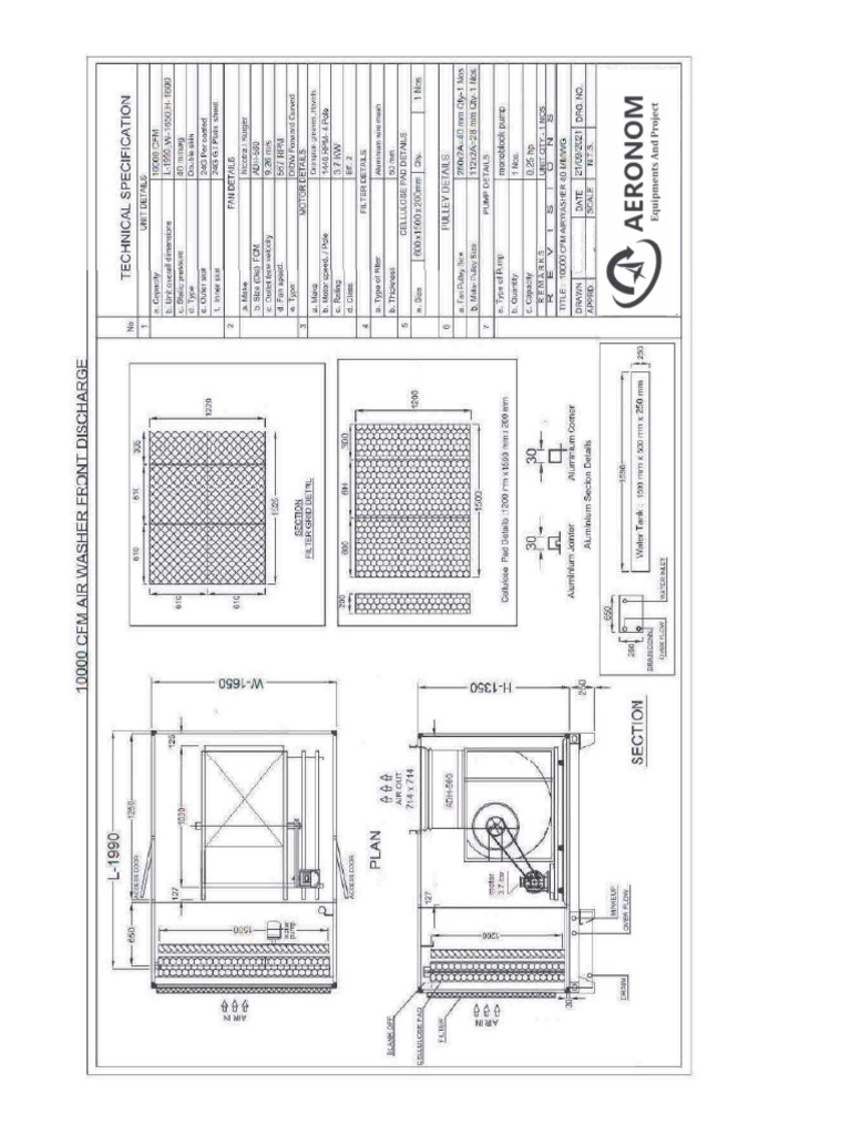 G.A Drawing Fresh Air Unit 10000 CFM | PDF
