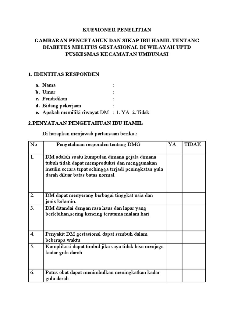 Contoh Kuesioner | PDF