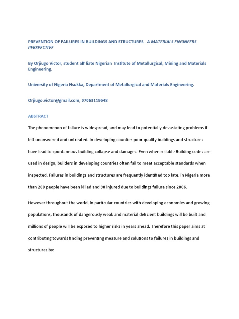 Prevention of Failures in Buildings and Structures. | PDF | Science ...