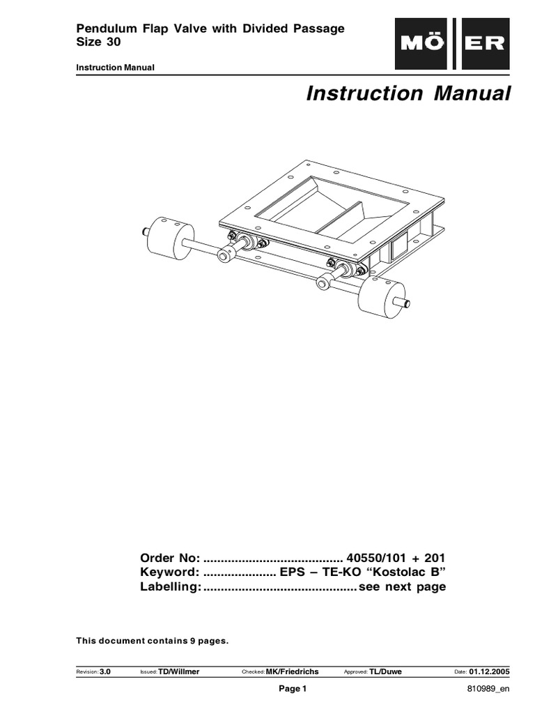 (101, 201) Pendulum Flap Valve SZ 30 | PDF | Valve | Bearing (Mechanical)
