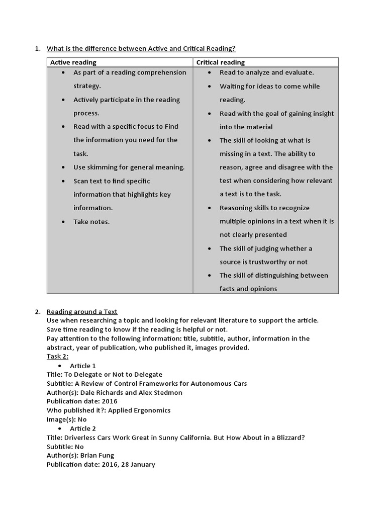 Understanding the Differences Between Active Reading, Critical Reading ...