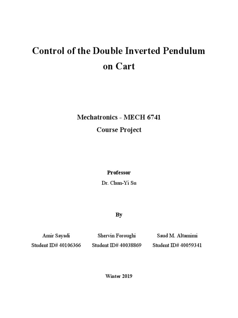 Equations of Motion for Double Inverted Pendulum | PDF | Control Theory ...