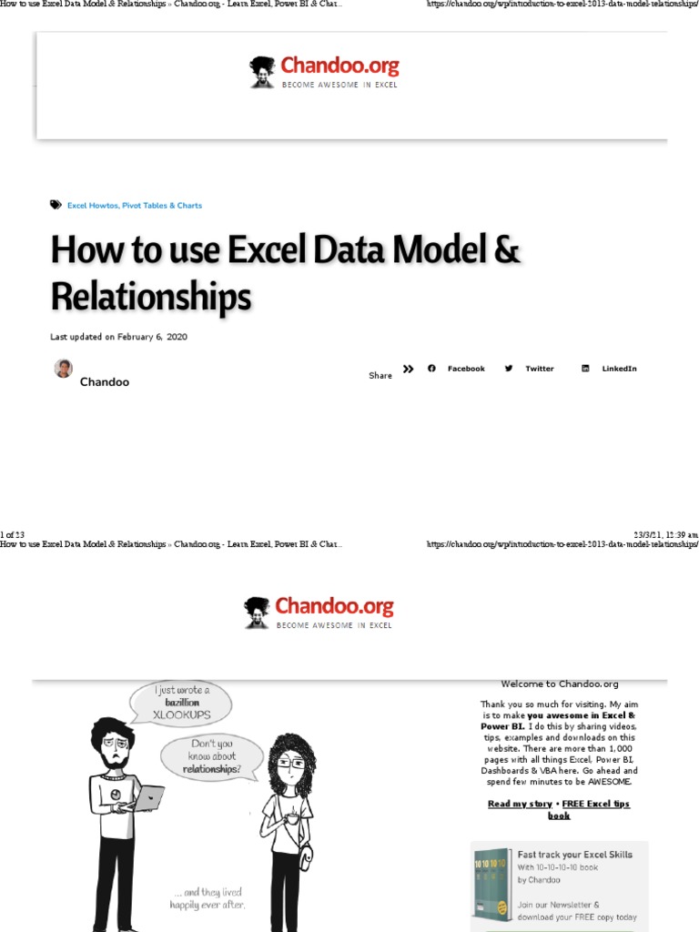 How To Use Excel Data Model & Relationships Chandoo - Org - Learn Excel ...