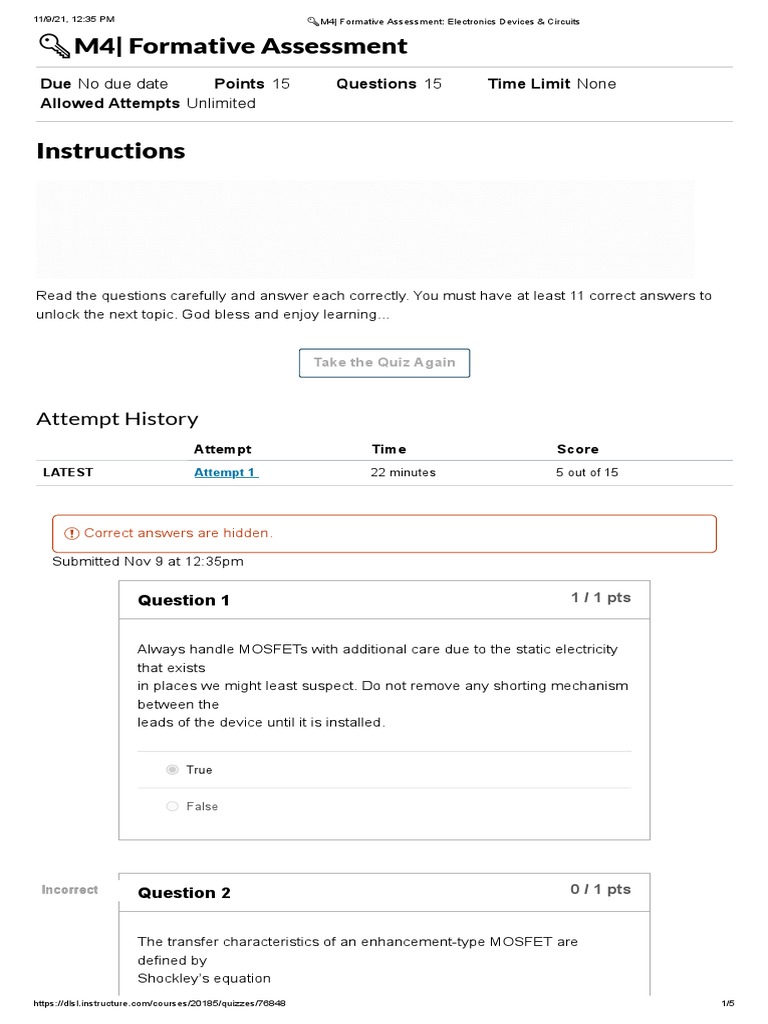 ?M4 - Formative Assessment - Electronics Devices & Circuits | PDF | Field Effect Transistor ...