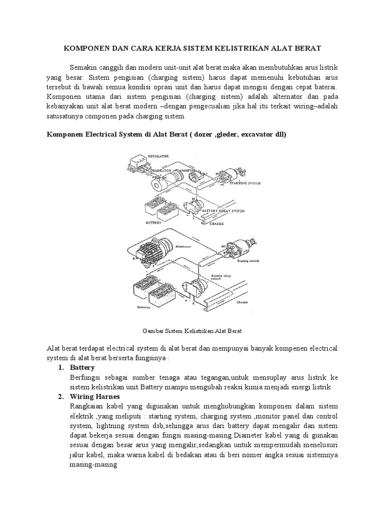 Komponen Dan Cara Kerja Sistem Kelistrikan Alat Berat | PDF
