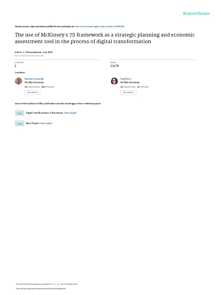The Use of McKinsey S 7S Framework As A Strategic | PDF | Strategic ...