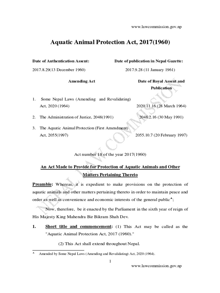 Aquatic Animal Protection Act 2017 1960 | PDF | Fine (Penalty) | Crime ...