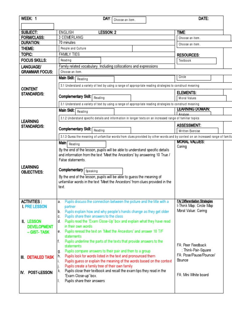 Form 3 Lesson 2 | PDF | Behavior Modification | Cognition