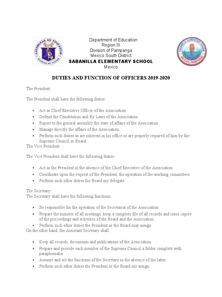 Pta Roles and Responsibilities 2017-2018 | PDF | Presidents Of The ...