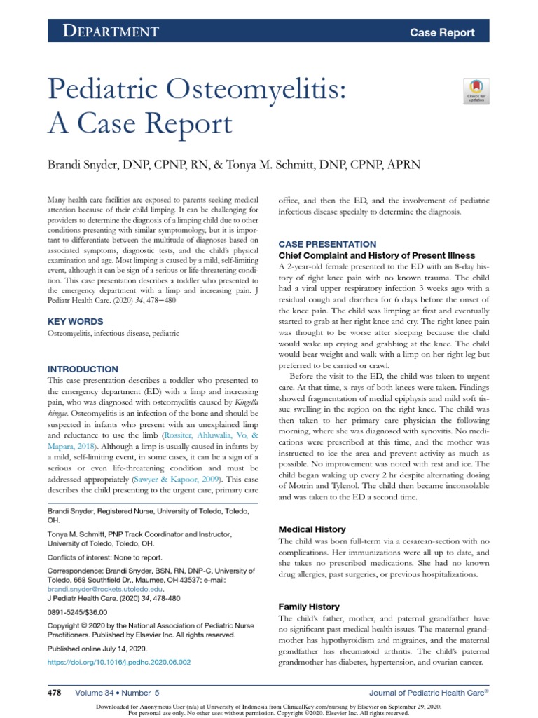 Posteomylitis Paediatric | PDF | Infection | Health Sciences