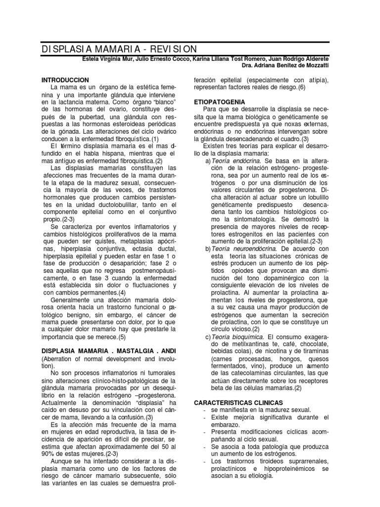 Displasia Mamaria: Causas y Síntomas | PDF | Cáncer de mama | Ciclo ...