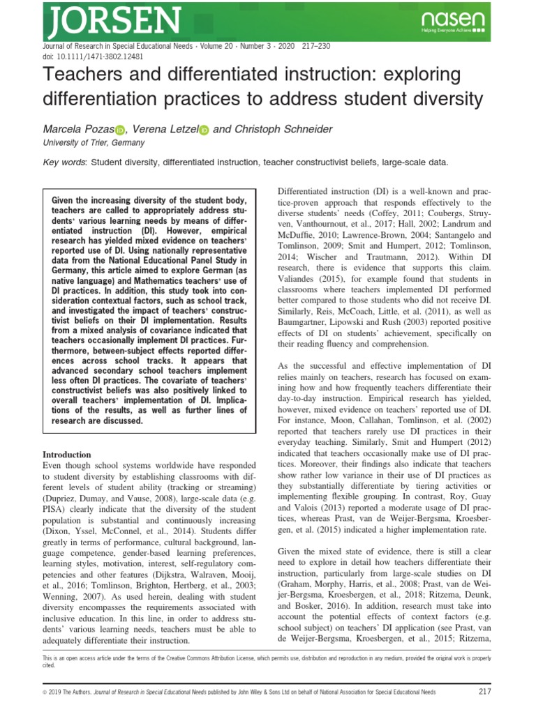 Teachers and Differentiated Instruction: Exploring Differentiation ...