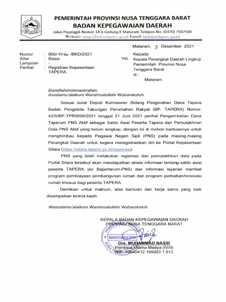 Registrasi PNS Peserta Tapera | PDF