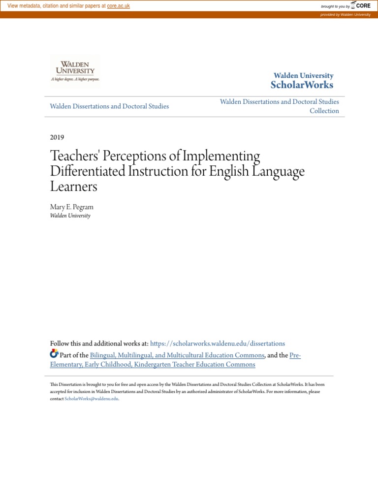 Teachers' Perceptions of Implementing Differentiated Instruction For ...