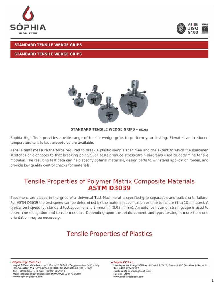Tensile Properties of Polymer Matrix Composite Materials: ASTM D3039 | PDF | Ultimate Tensile ...
