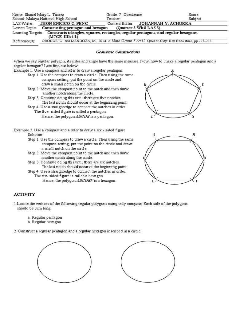 ORONCE, O. and MENDOZA, M., 2014. E-Math Grade 7 K+12. Quezon City: Rex ...