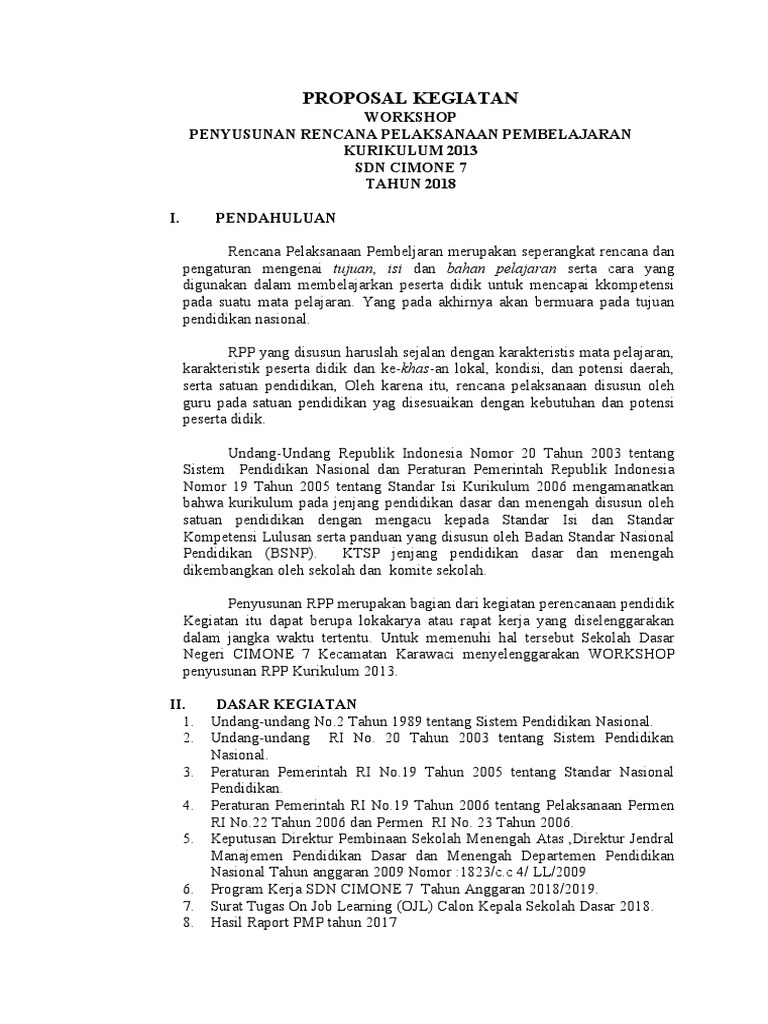 1.proposal IHT Penyusunan RPP K13 - Ok | PDF