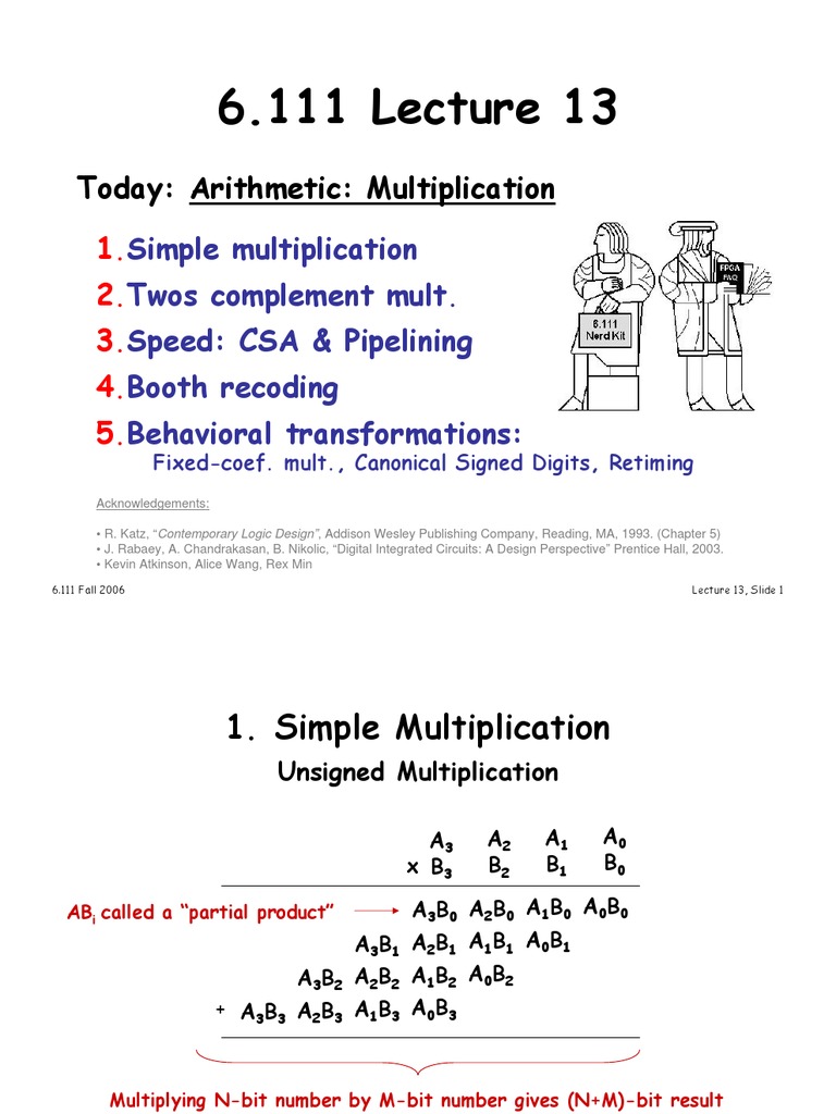 Today: Arithmetic: Multiplication | PDF | Digital Electronics | Arithmetic