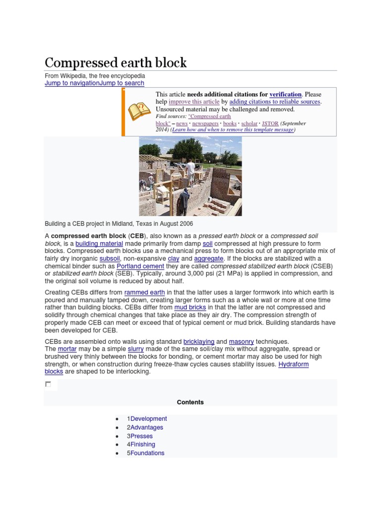 Compressed Earth Block | PDF | Masonry | Economic Sectors