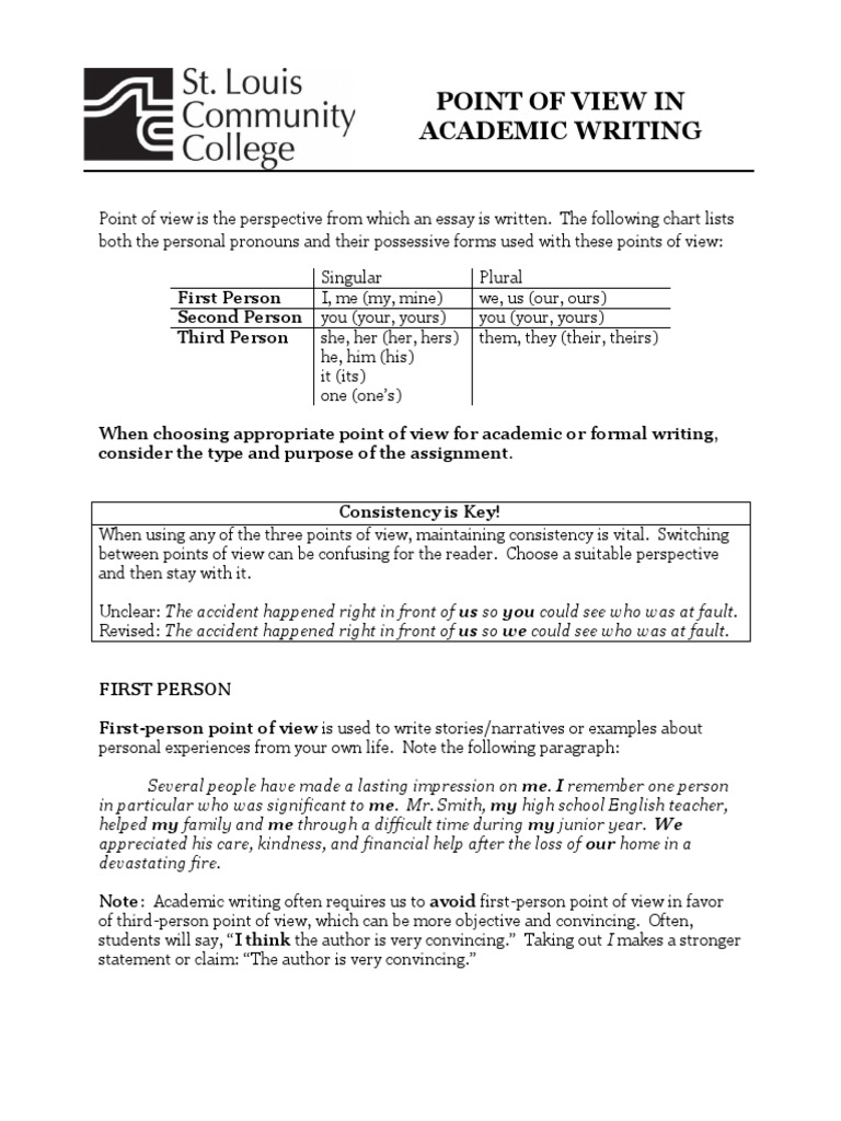 Point of View in Academic Writing PDF | PDF | Narration | Cognition
