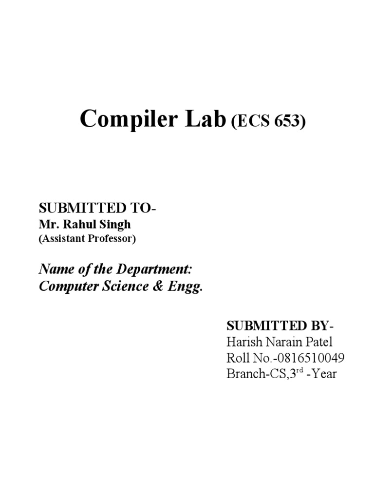 Compiler Lab: Submitted To | PDF | Computer File | Command Line Interface