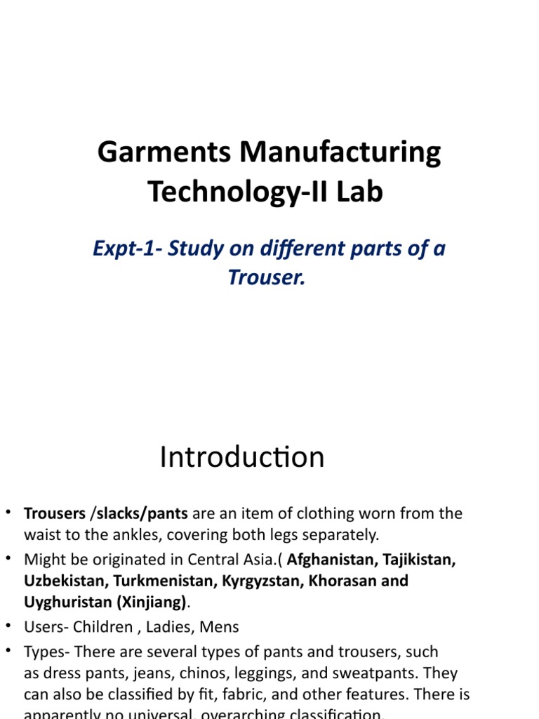 Parts of Trousers Explained | PDF | Trousers | Seam (Sewing)