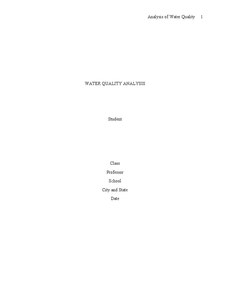 Water Quality Analysis Report - Final | Download Free PDF | Water ...