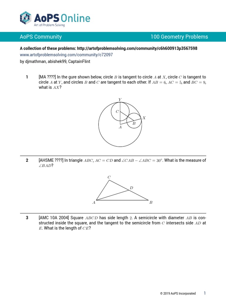 Aops Community 100 Geometry Problems | PDF