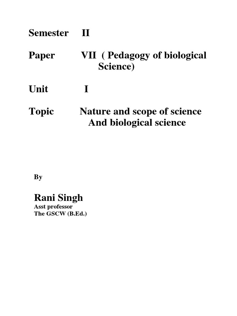 Nature and Scope of Biological Science | PDF | Biology | Biotechnology