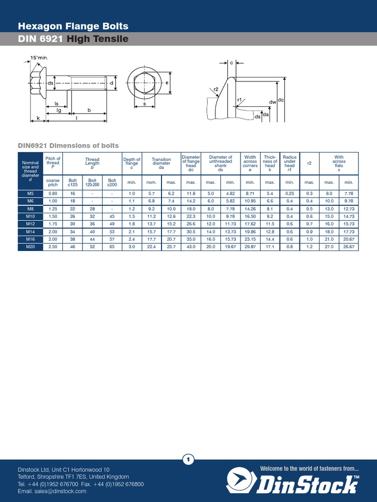 High Tensile: Hexagon Flange Bolts DIN 6921 | PDF | Screw | Machines