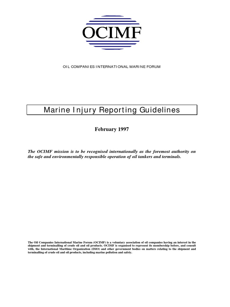 OCIMF Marine Injury Reporting Guidelines February 1997 | PDF ...