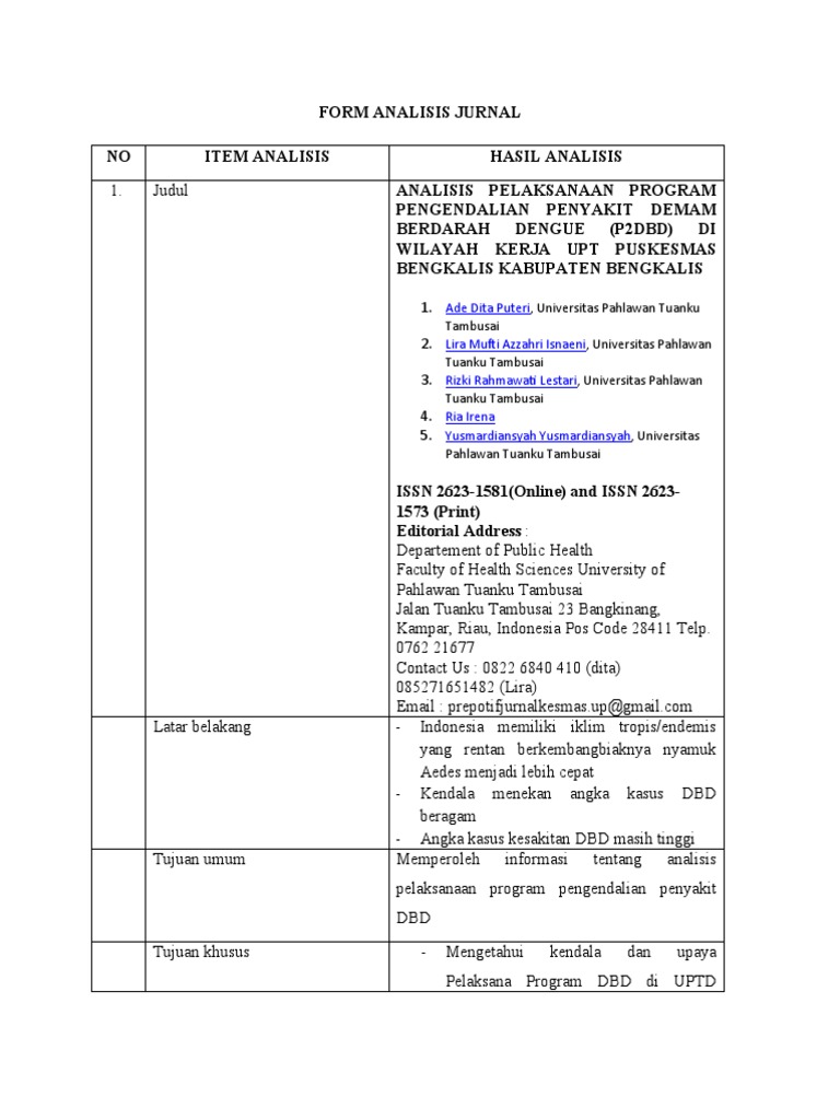 Form Analisis Jurnal | PDF | Sains & Matematika