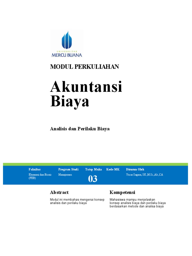 Modul Akuntansi Biaya (TM3) | PDF