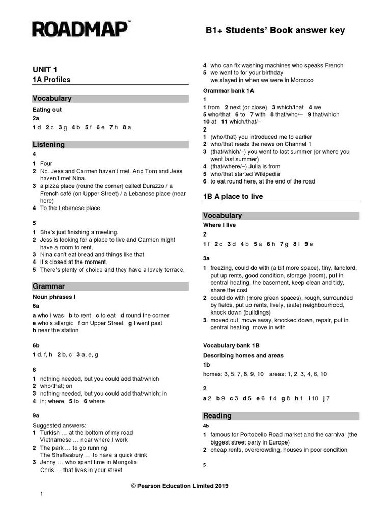 Unit 1: B1+ Students' Book Answer Key | PDF | Social Media | Popular ...