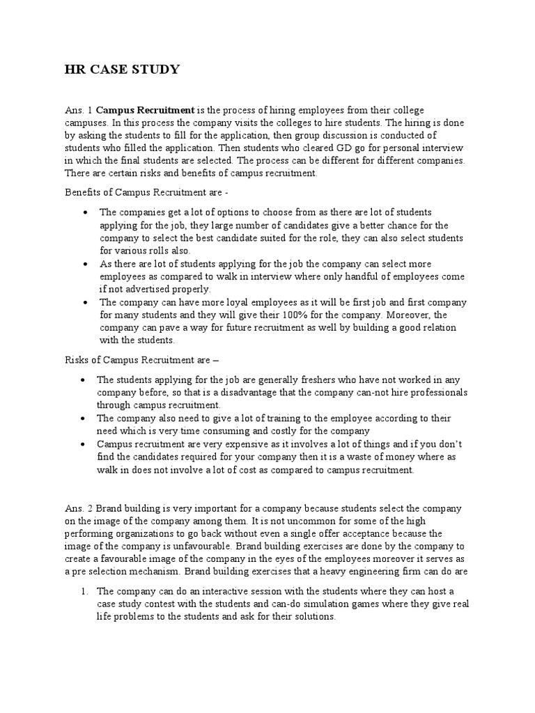 HR Case Study | PDF | Recruitment | Business