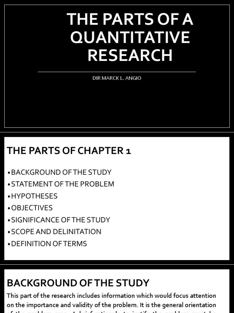 The Parts of A Quantitative Research: Dir Marck L. Angio | Download ...