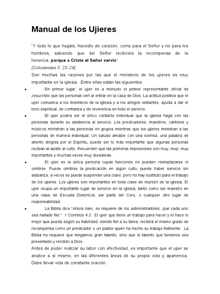 Guía completa para el ministerio efectivo de los ujieres | PDF | Oración