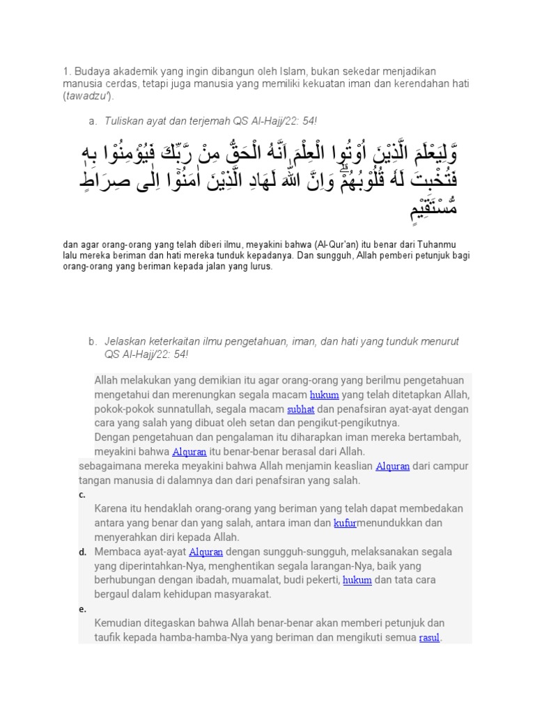 QS Al-Hajj/22: 54!: Hukum Subhat | PDF