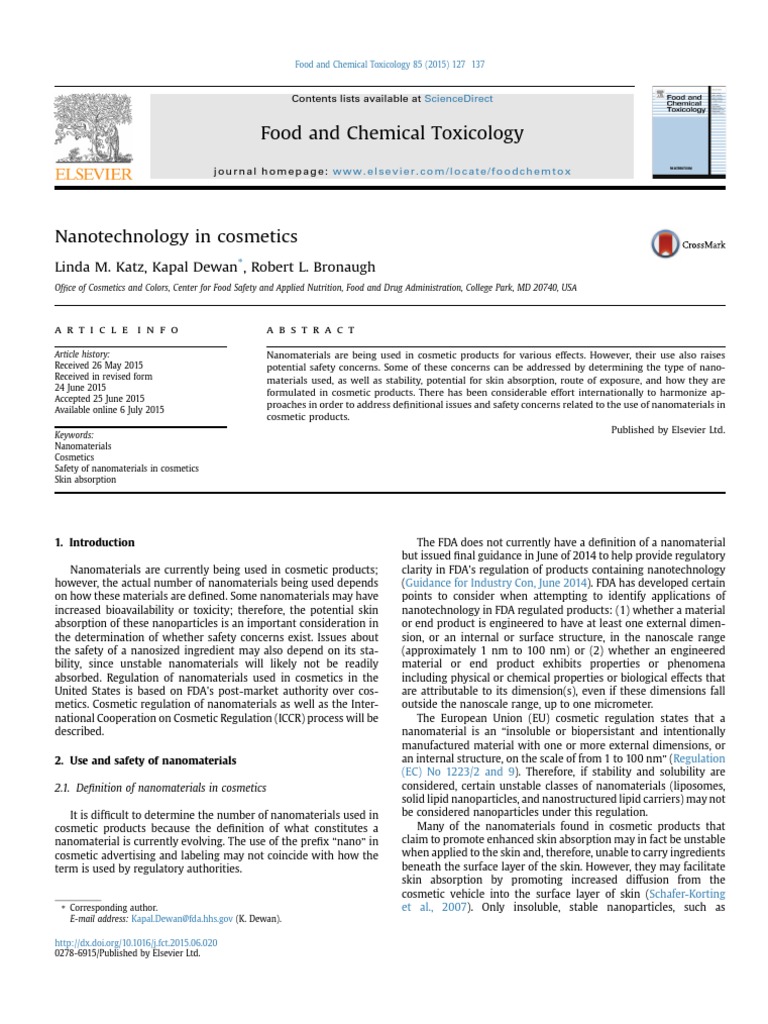 Nanotechnology in Cosmetics | Download Free PDF | Nanoparticle ...