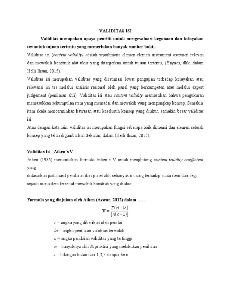 Validitas Isi | PDF