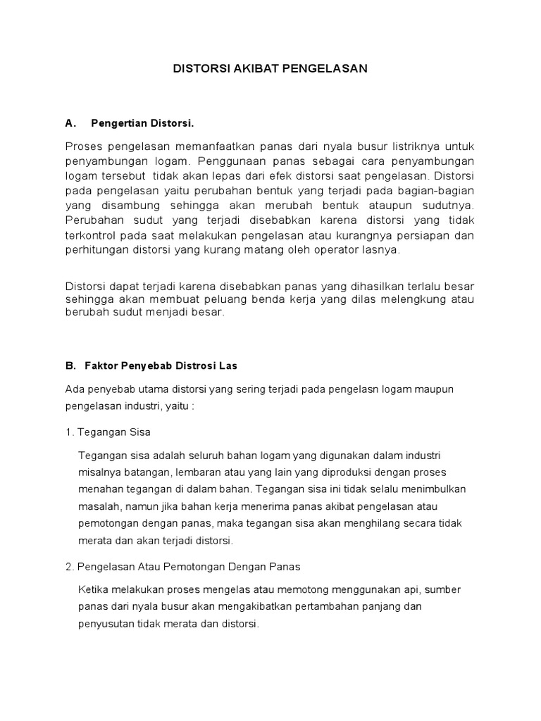 DISTORSI AKIBAT PENGELASAN Dan CACAT LAS | PDF