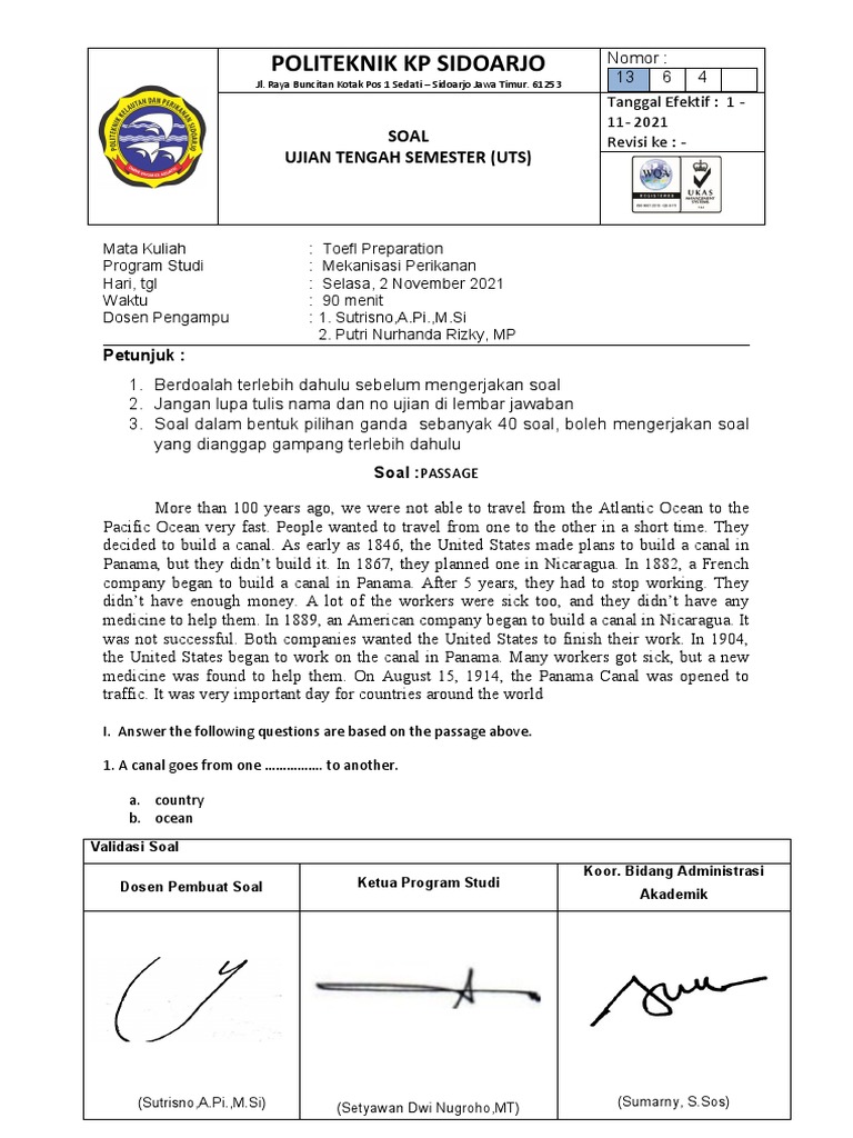 UTS Toefl Preparation 2021 | PDF | Physical Geography | Preservation ...