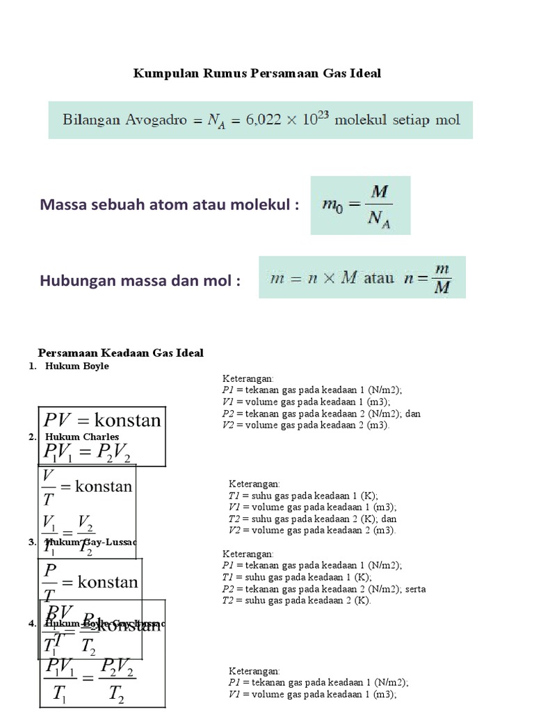 Rumus Gas Ideal dan Hukum Terkait | PDF