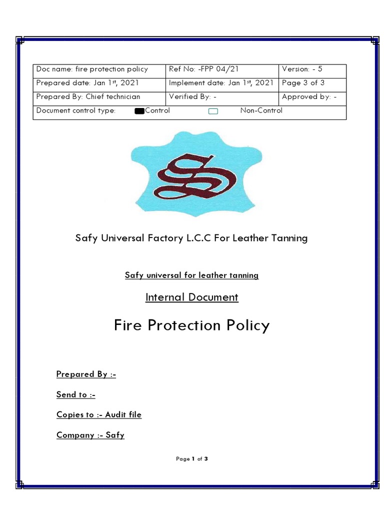 Fire Protection Policy, Safy 2021 | PDF | Fires | Public Safety