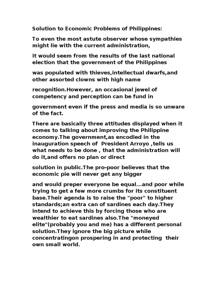 My Solution To The Economic Problems of The Philippines! | PDF | Public ...