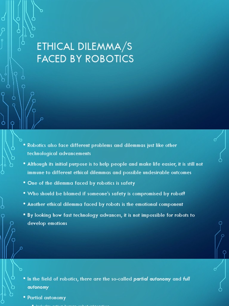 Ethical Dilemma Faced by Robotics | PDF