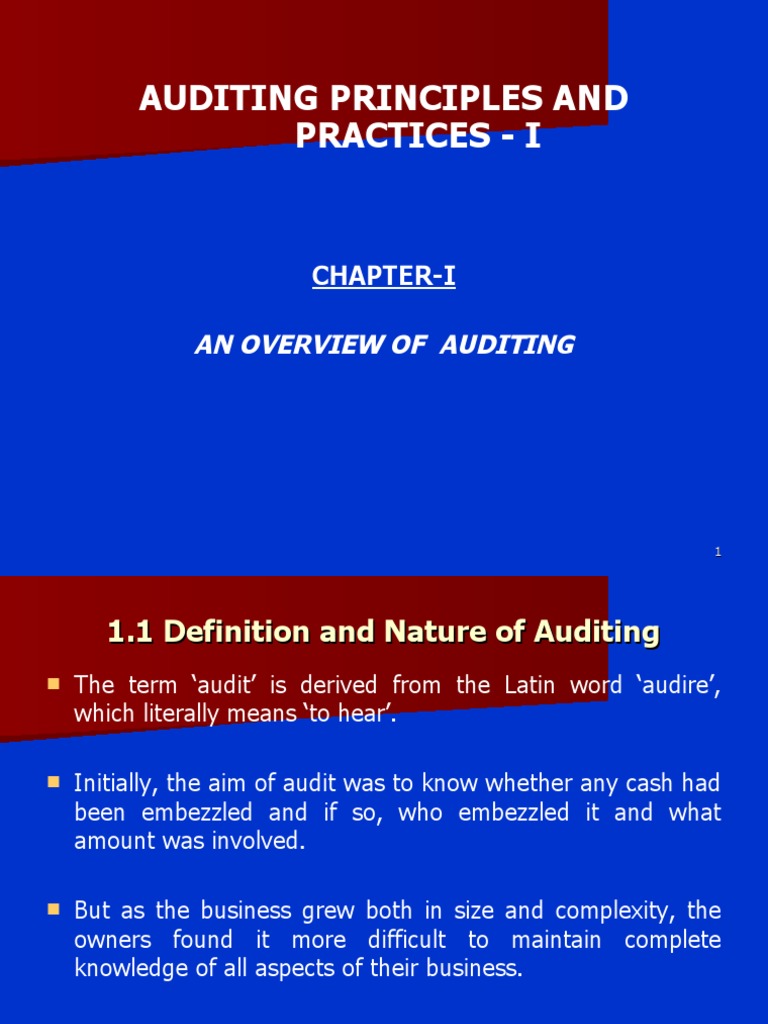 Auditing Principles and Practices - I: An Overview of Auditing | PDF ...