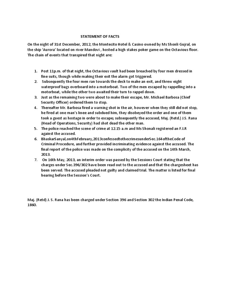 Statement of Facts | PDF