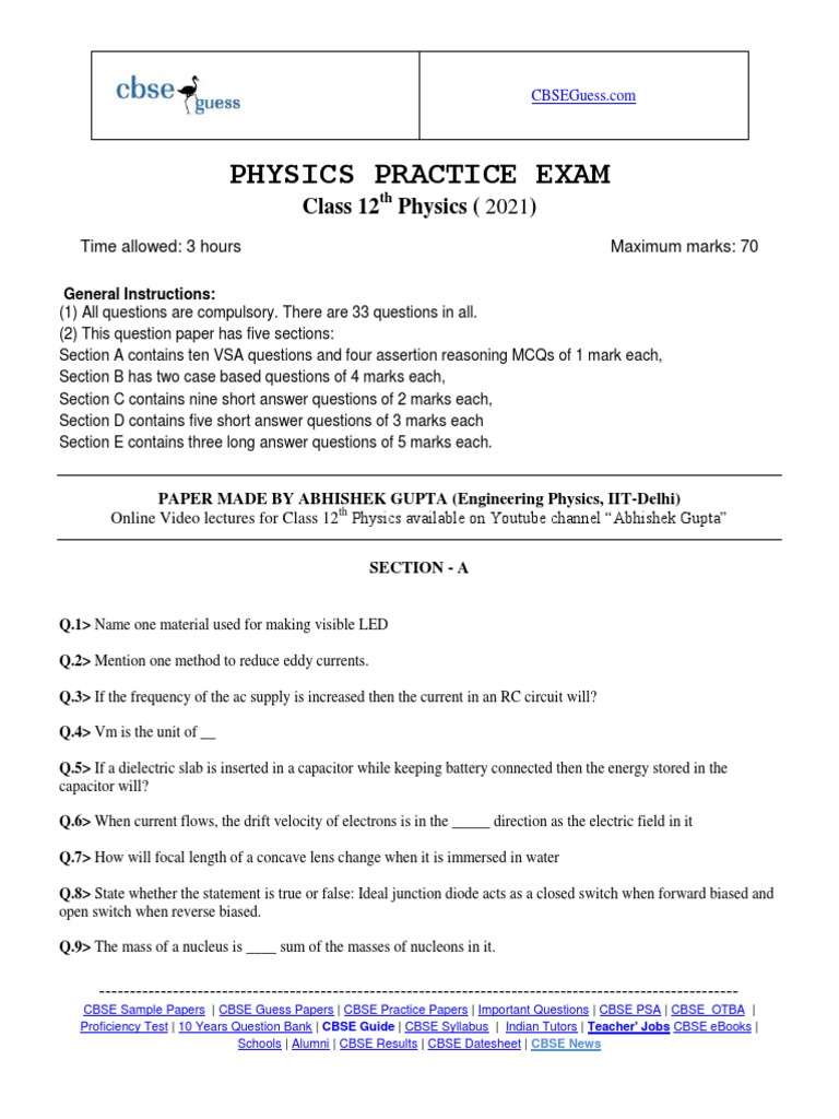 Physics Practice Exam | PDF | Emission Spectrum | Wavelength